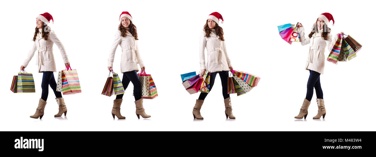 Woman in winter clothing doing christmas shopping Stock Photo - Alamy