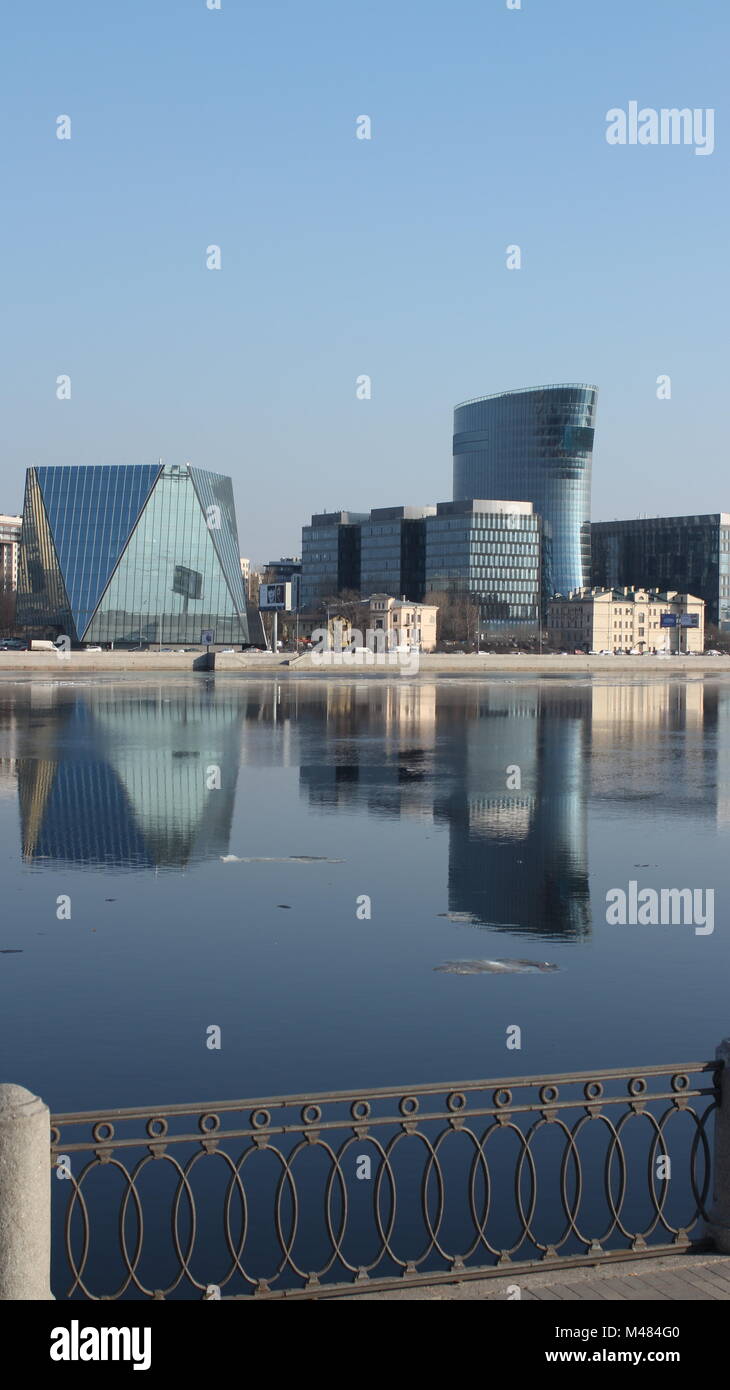 Modern Architecture of St. Petersburg reflected in water Stock Photo ...