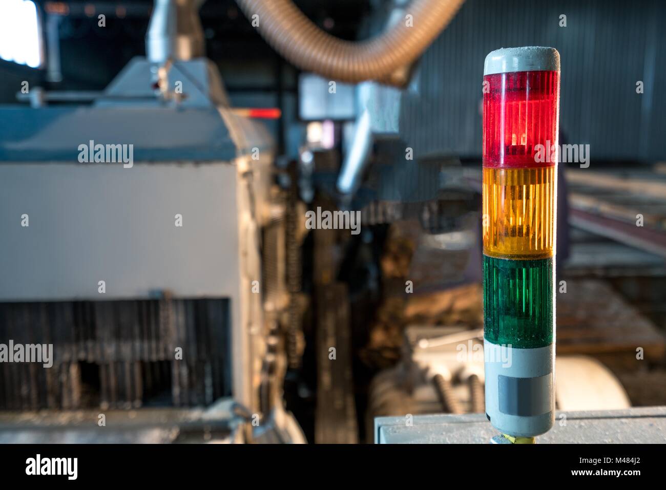 Image of tri-color LED on machine at sawmill Stock Photo - Alamy