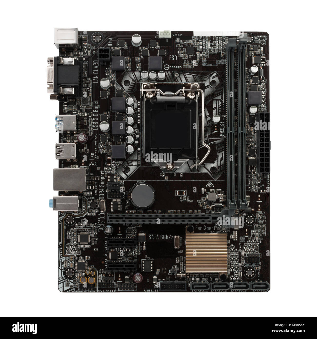 Modern, new, motherboard isolated on white background Stock Photo - Alamy