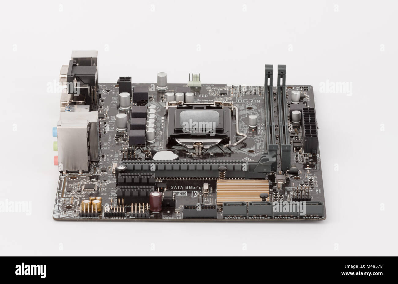 Modern, new, motherboard isolated on white background Stock Photo - Alamy