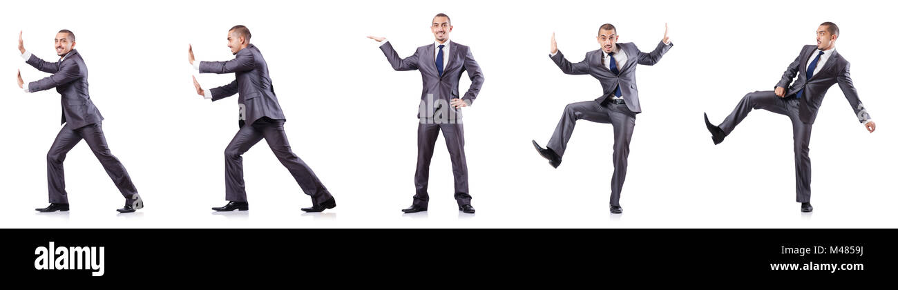 Businessman in various poses isolated on white Stock Photo - Alamy