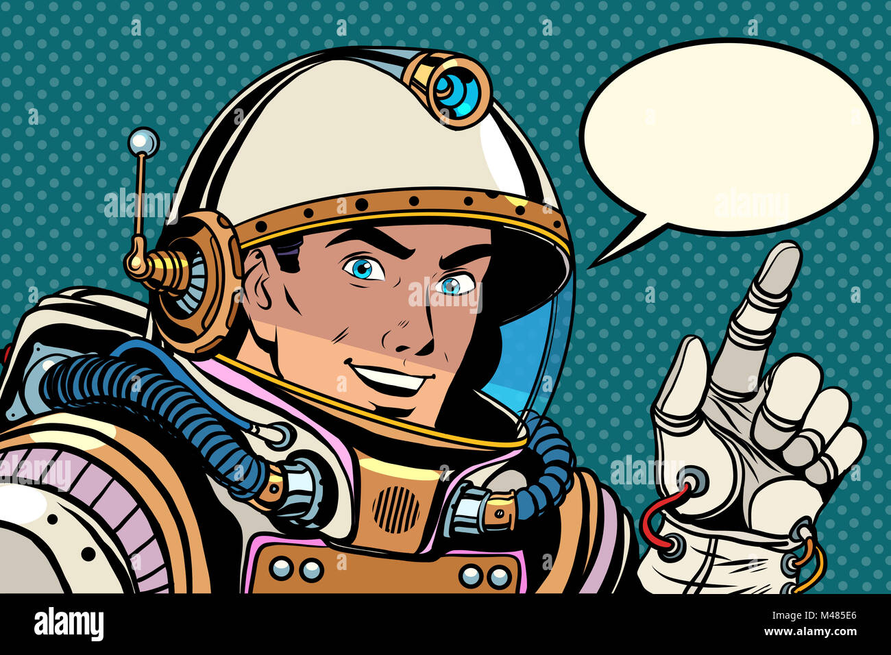 Astronaut pointing finger direction Stock Photo - Alamy