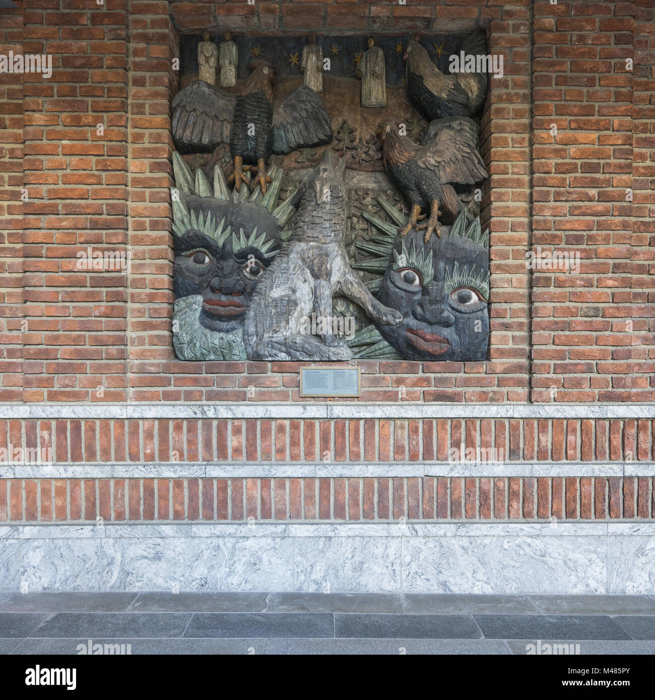 Wood Relief in the Arcads of Town Hall in Oslo Stock Photo - Alamy
