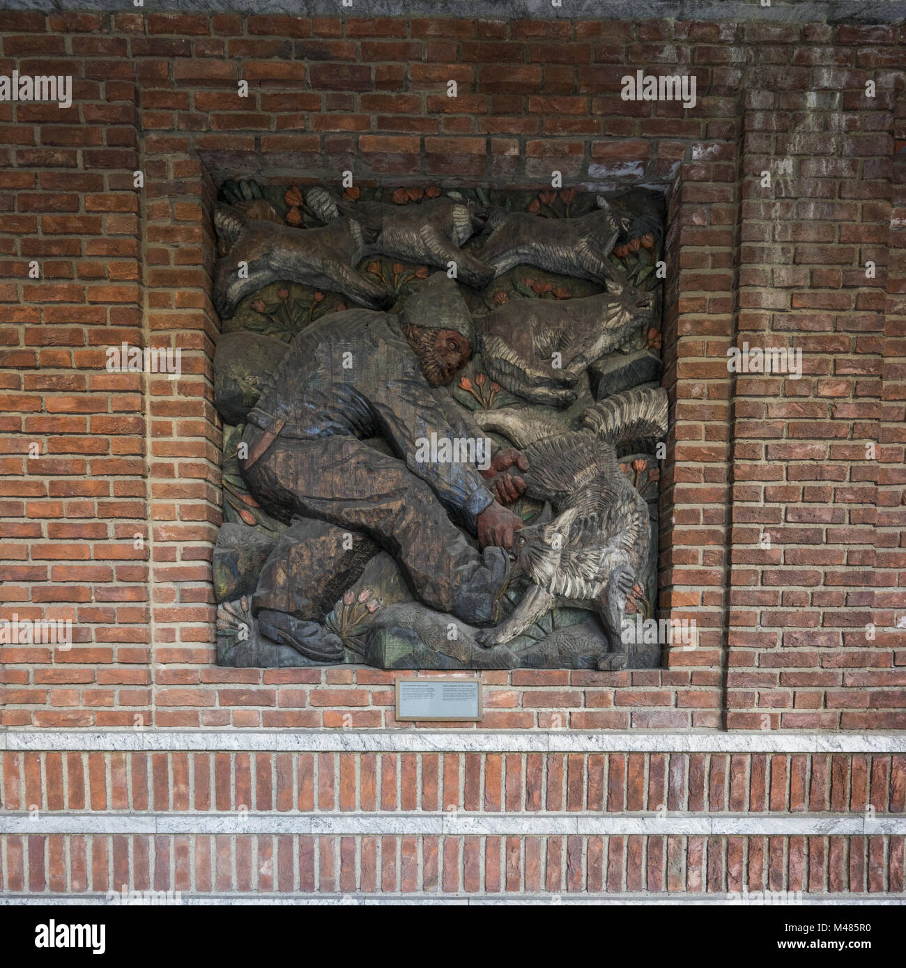 Wood Relief in the Arcads of Town Hall in Oslo Stock Photo - Alamy