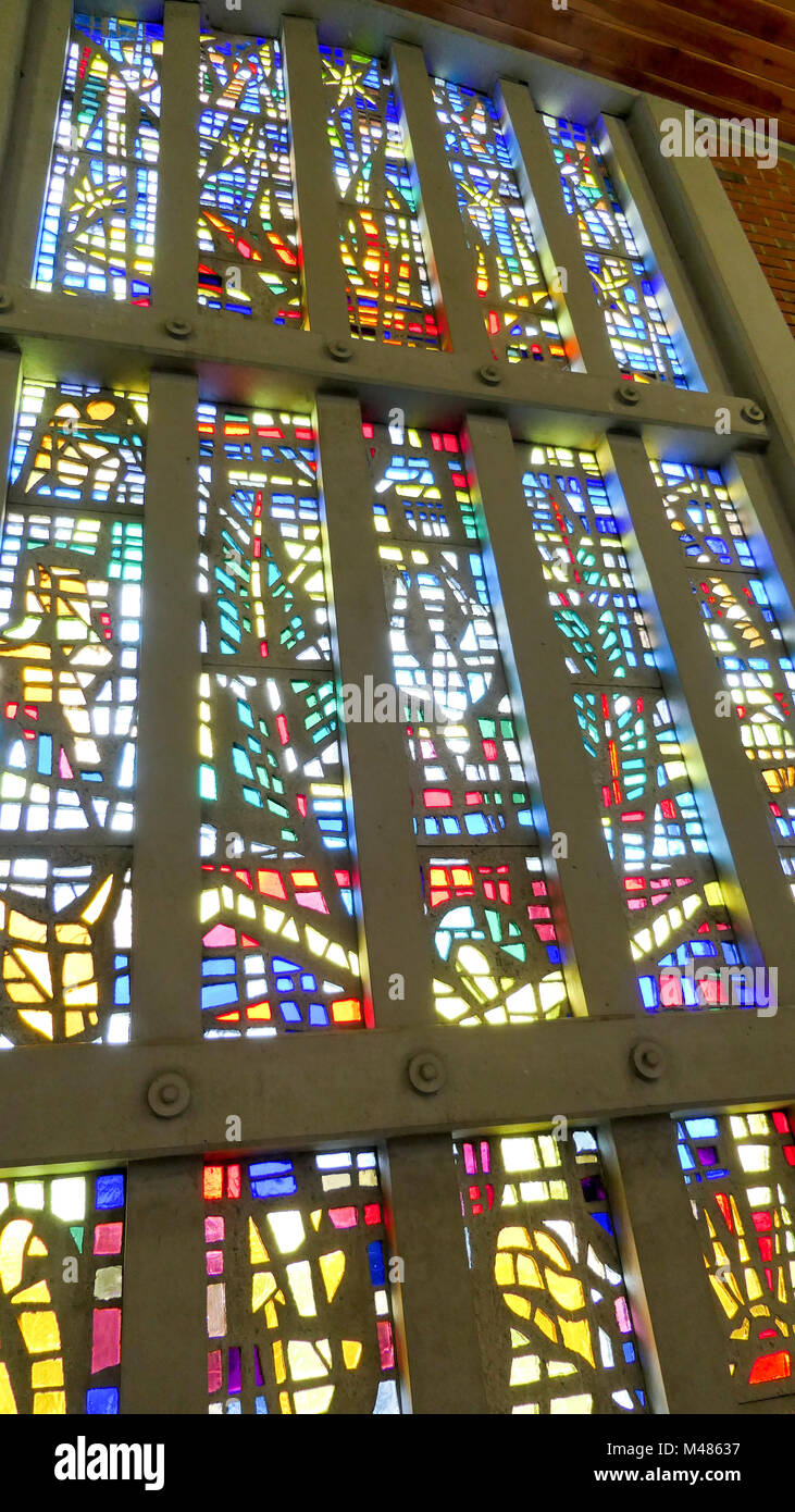 elegant window shot in a funeral chapel elegant window shot in a ...