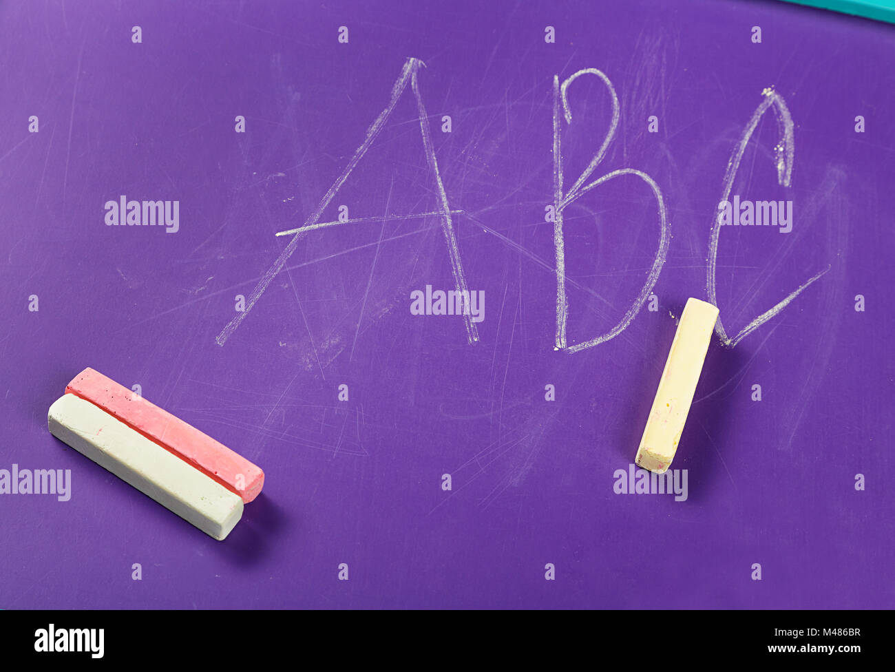 purple children's educational board with chalk Stock Photo - Alamy