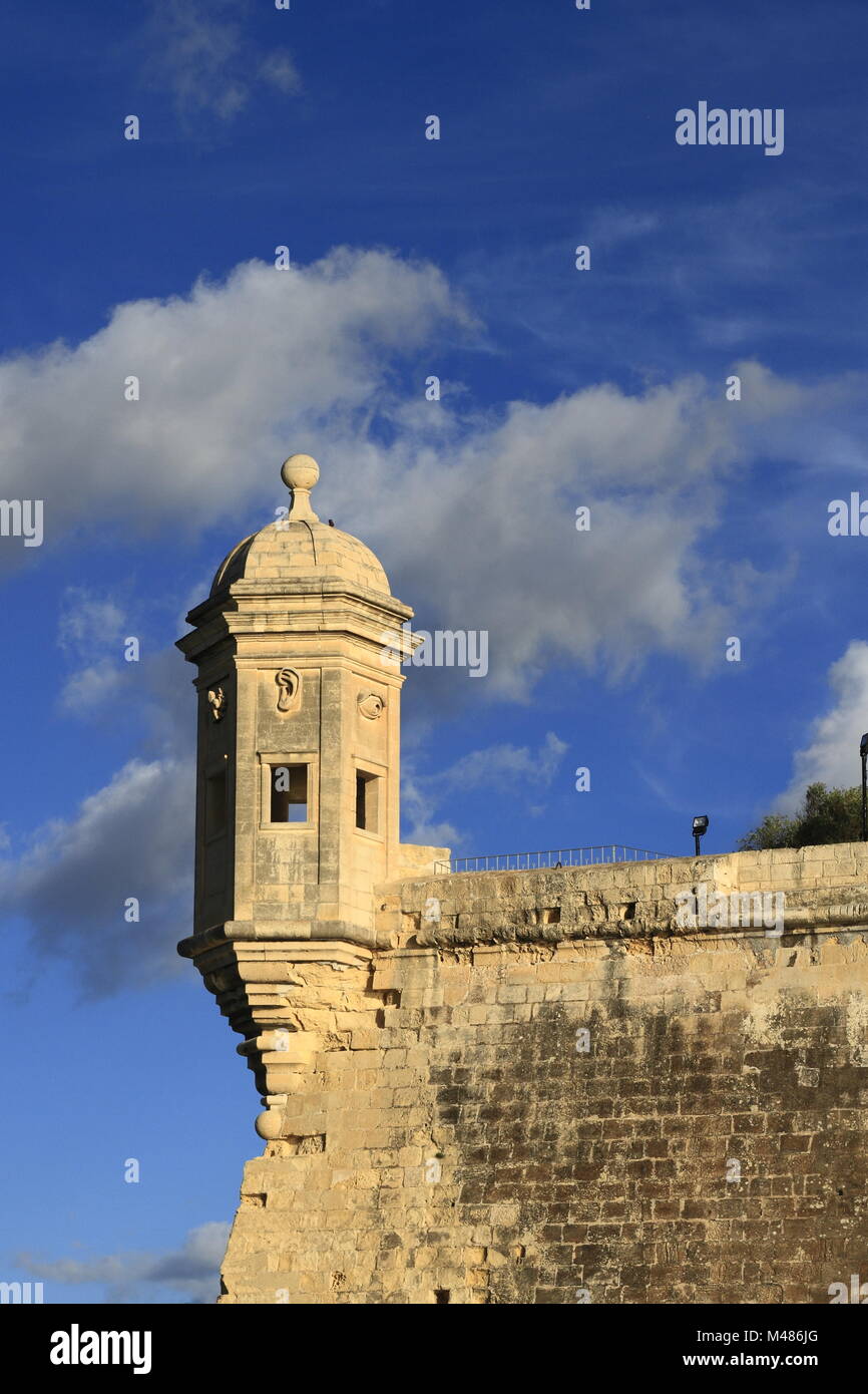The Eye Ear Vedette Watchtower in Senglea, Malta Stock Photo - Alamy