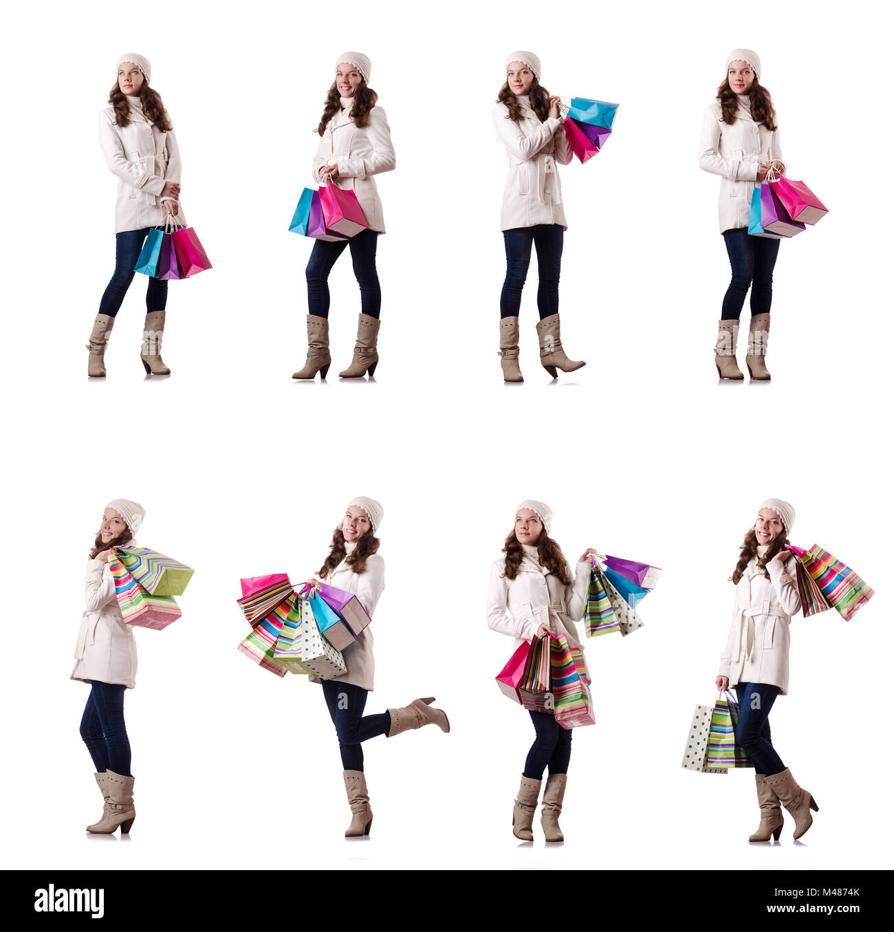 Woman in winter clothing doing christmas shopping Stock Photo - Alamy