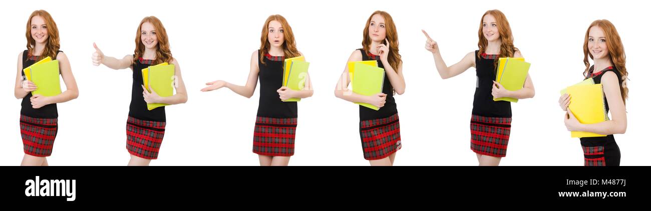 Young student in various poses isolated on white Stock Photo - Alamy