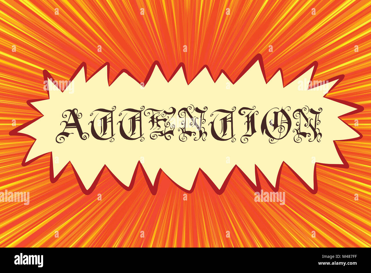 Attention Gothic font lettering Stock Photo - Alamy