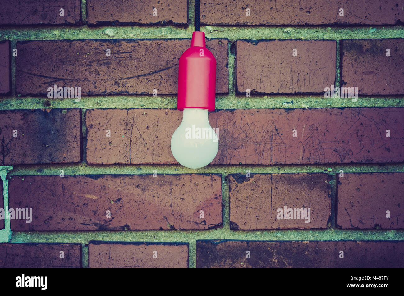 Bulb in front of brick wall Stock Photo - Alamy