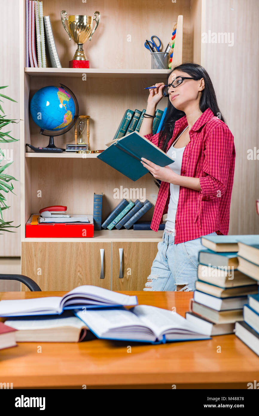 Young female student preparing for college school exams Stock Photo - Alamy