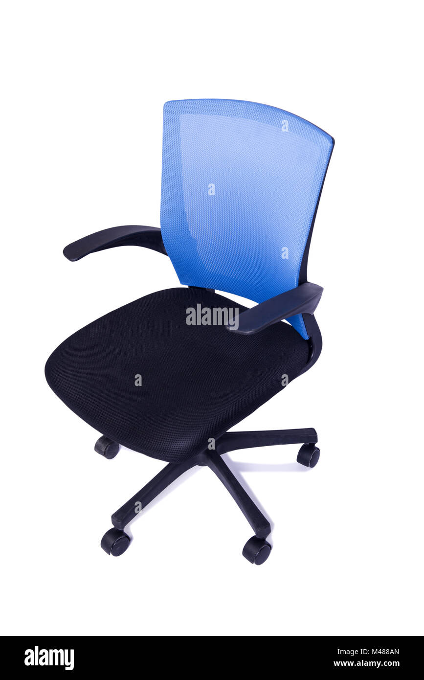 Blue office chair isolated on the white background Stock Photo - Alamy