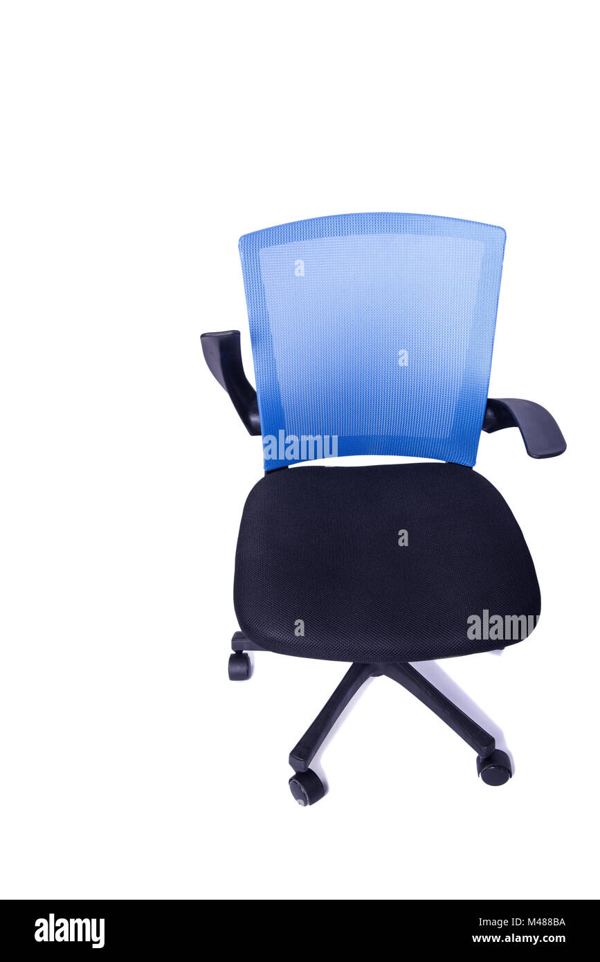Blue office chair isolated on the white background Stock Photo - Alamy