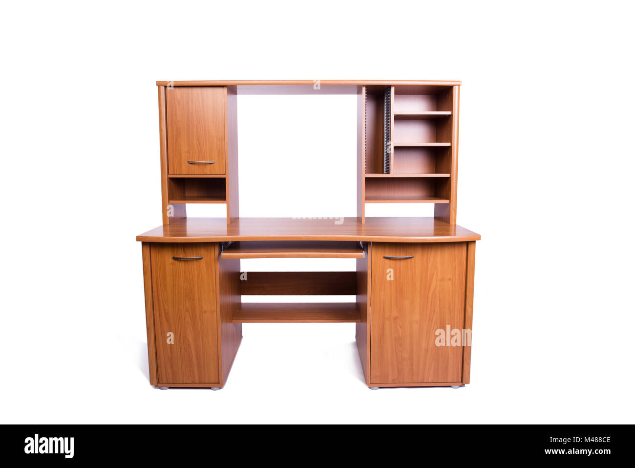 Computer home desk isolated on the white background Stock Photo - Alamy