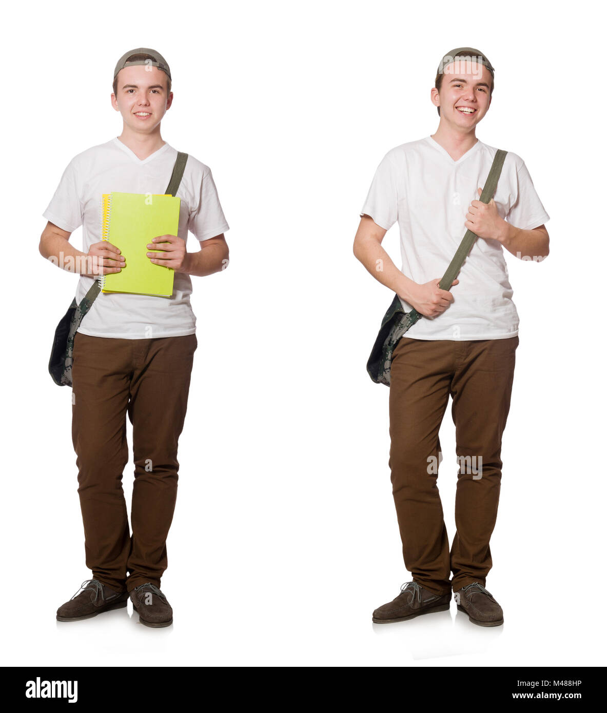 Young student isolated on the white background Stock Photo - Alamy