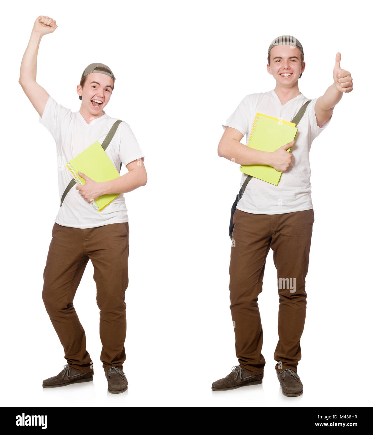 Young student isolated on the white background Stock Photo - Alamy