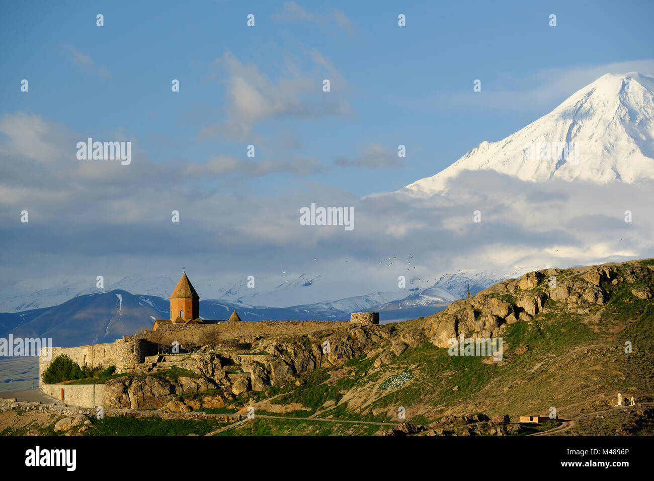 Ancient monastery in front of mountain Stock Photo - Alamy