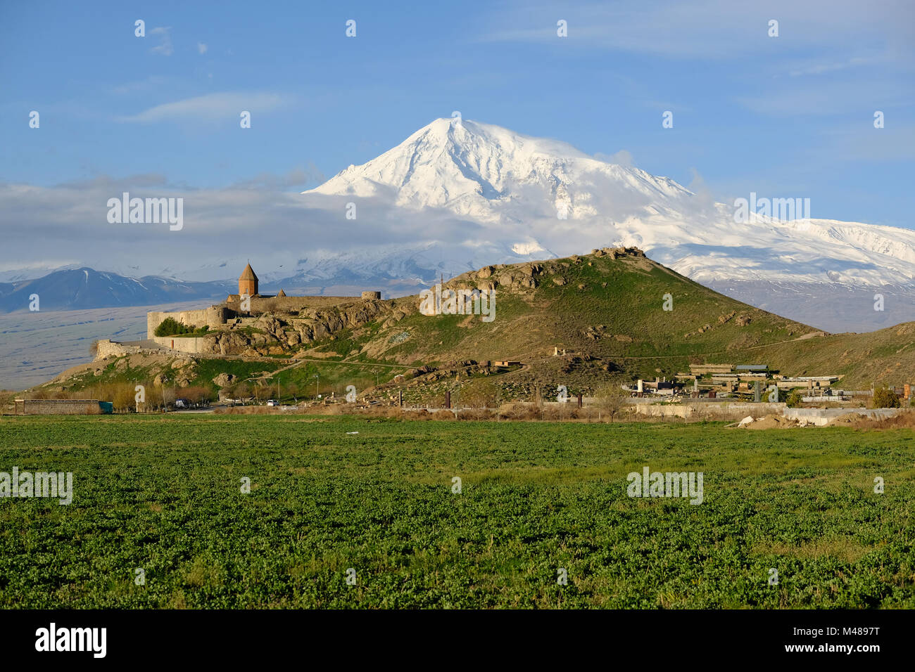 Ancient monastery in front of mountain Stock Photo - Alamy