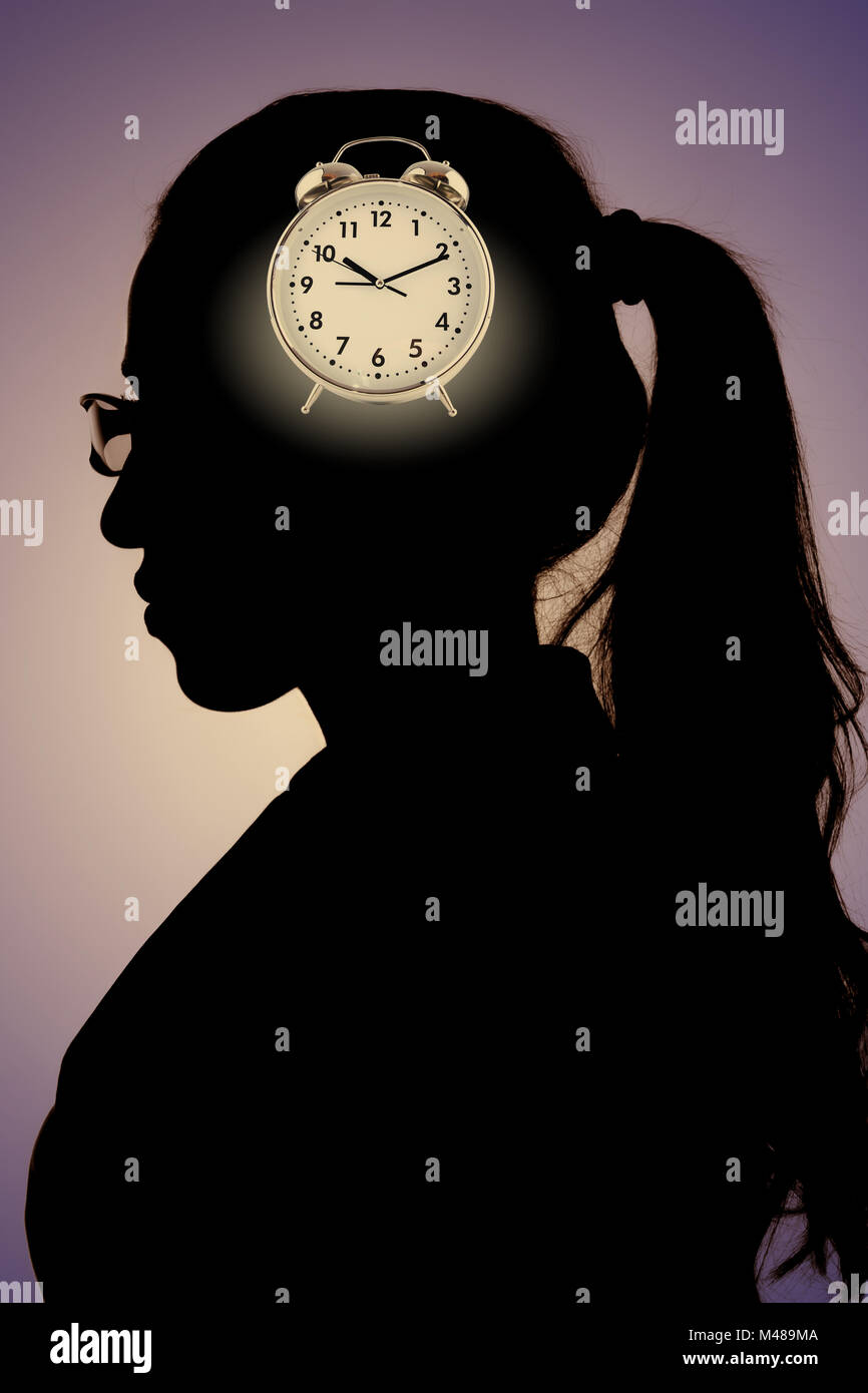 Concept of missing deadlines with woman and clock Stock Photo - Alamy