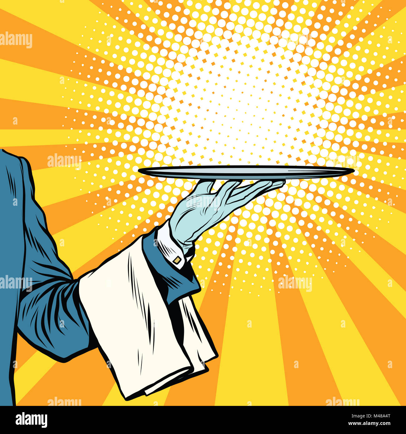 waiter hand tray presentation Stock Photo - Alamy