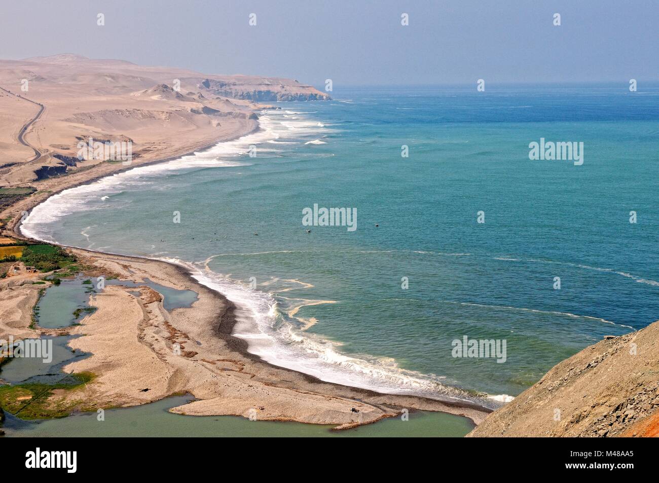 Coastal road on the river delta Ocoña River in Peru Stock Photo - Alamy