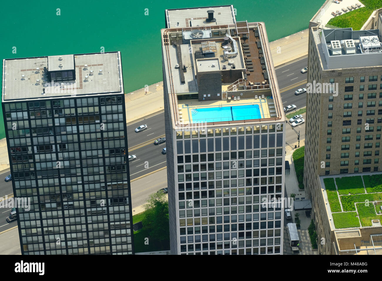 Chicago skyline aerial view Stock Photo - Alamy