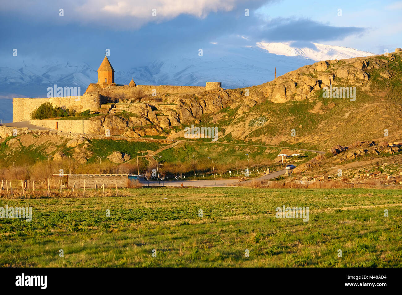 Ancient monastery in front of mountain Stock Photo - Alamy