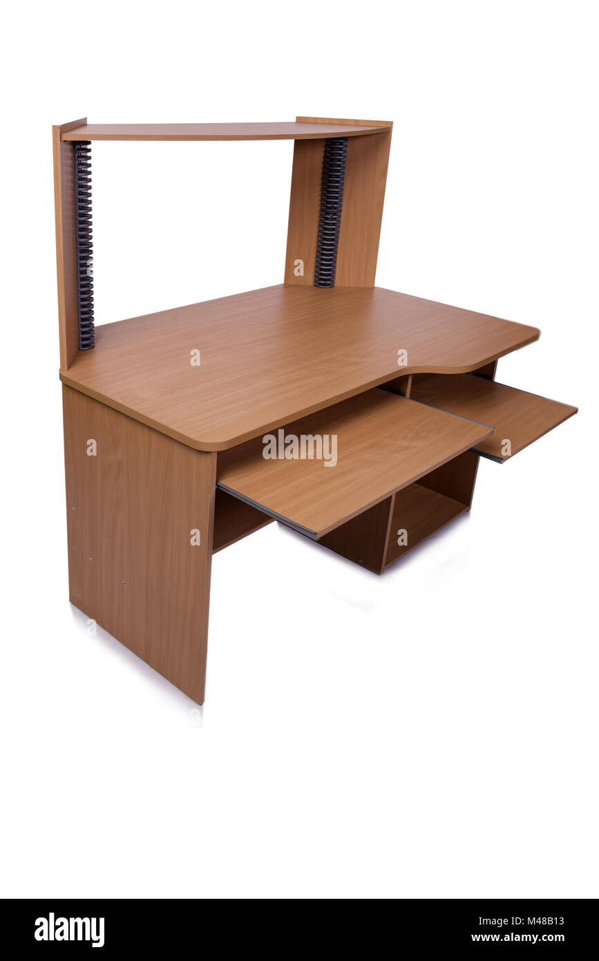 Computer home desk isolated on the white background Stock Photo - Alamy