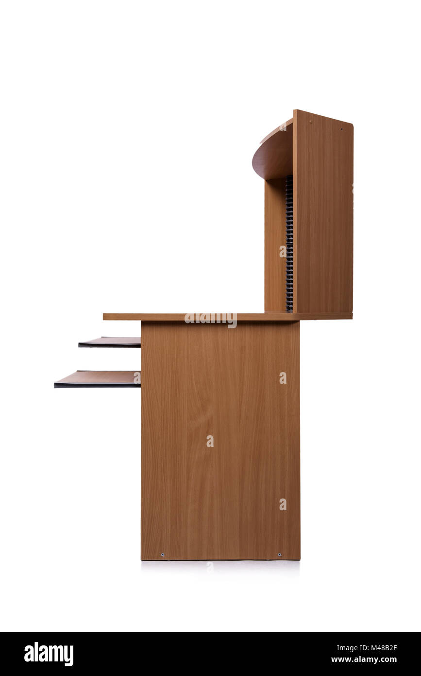 Computer home desk isolated on the white background Stock Photo - Alamy