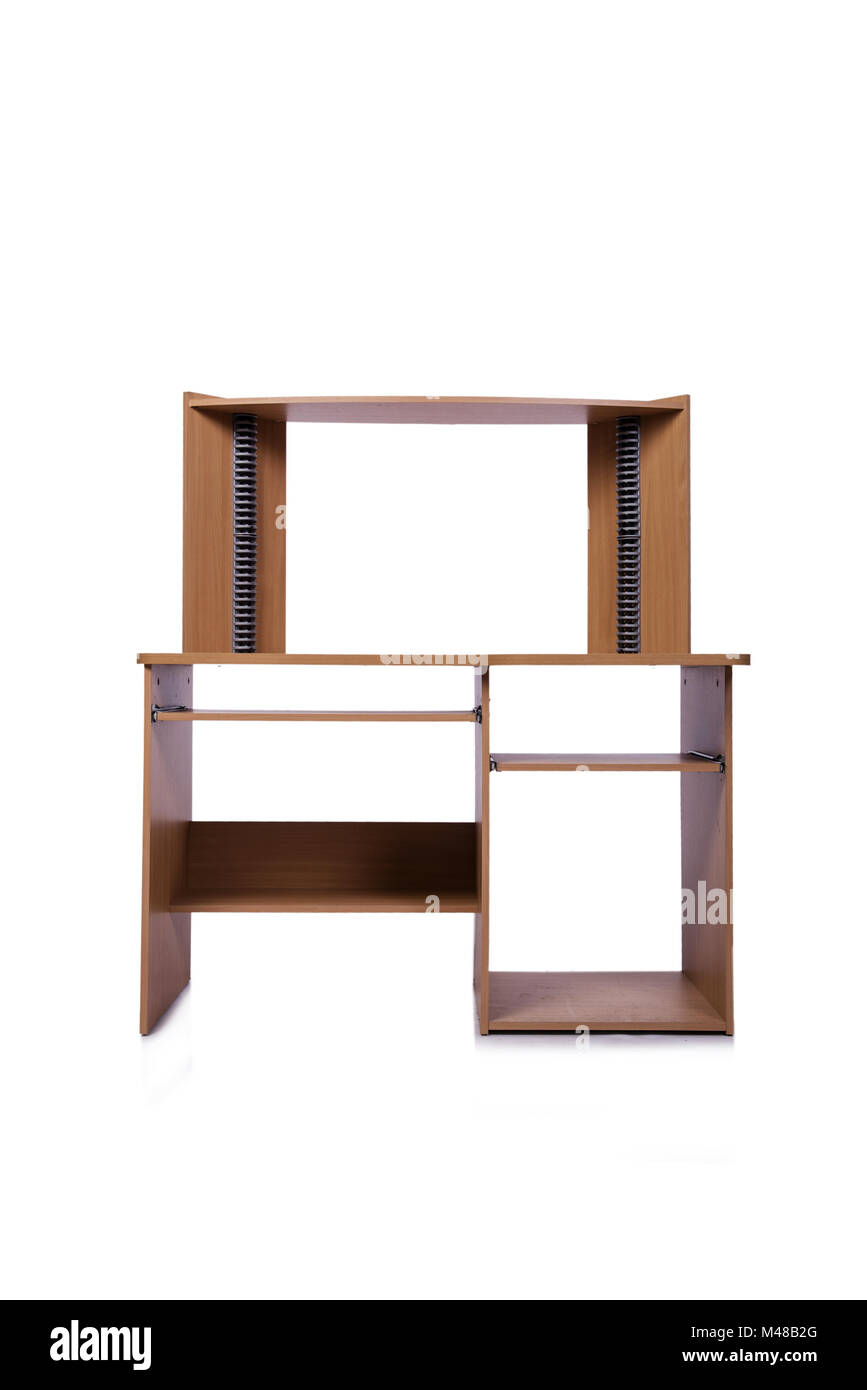 Computer home desk isolated on the white background Stock Photo - Alamy