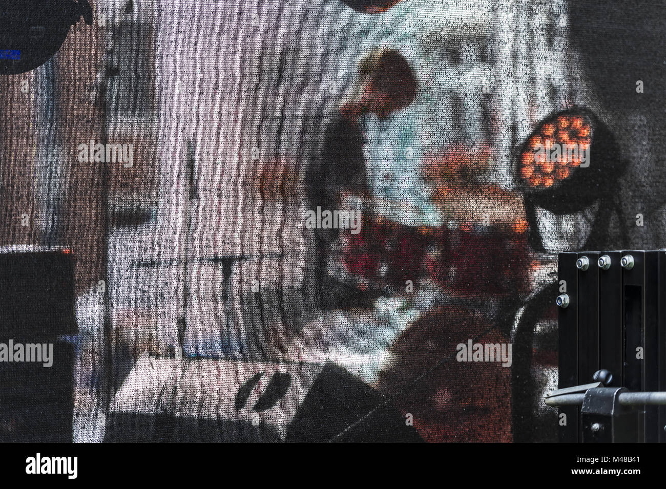 Rear view of a concert stage with a black net Stock Photo - Alamy
