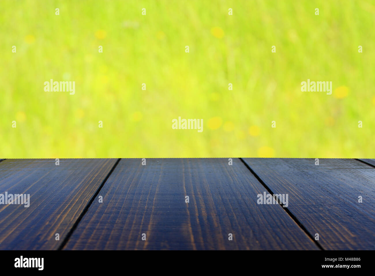 table from wooden boards with natural background Stock Photo - Alamy