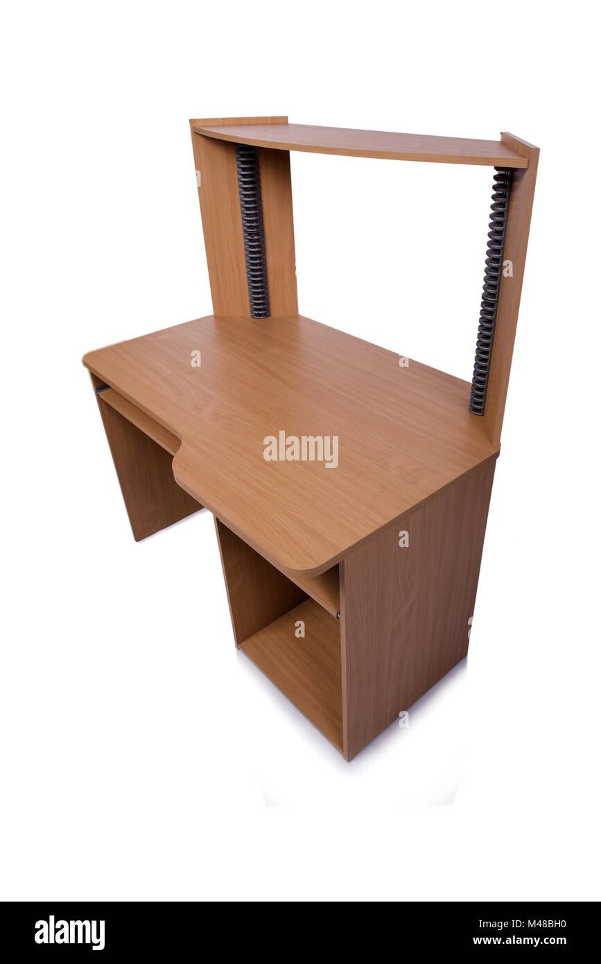 Computer home desk isolated on the white background Stock Photo - Alamy