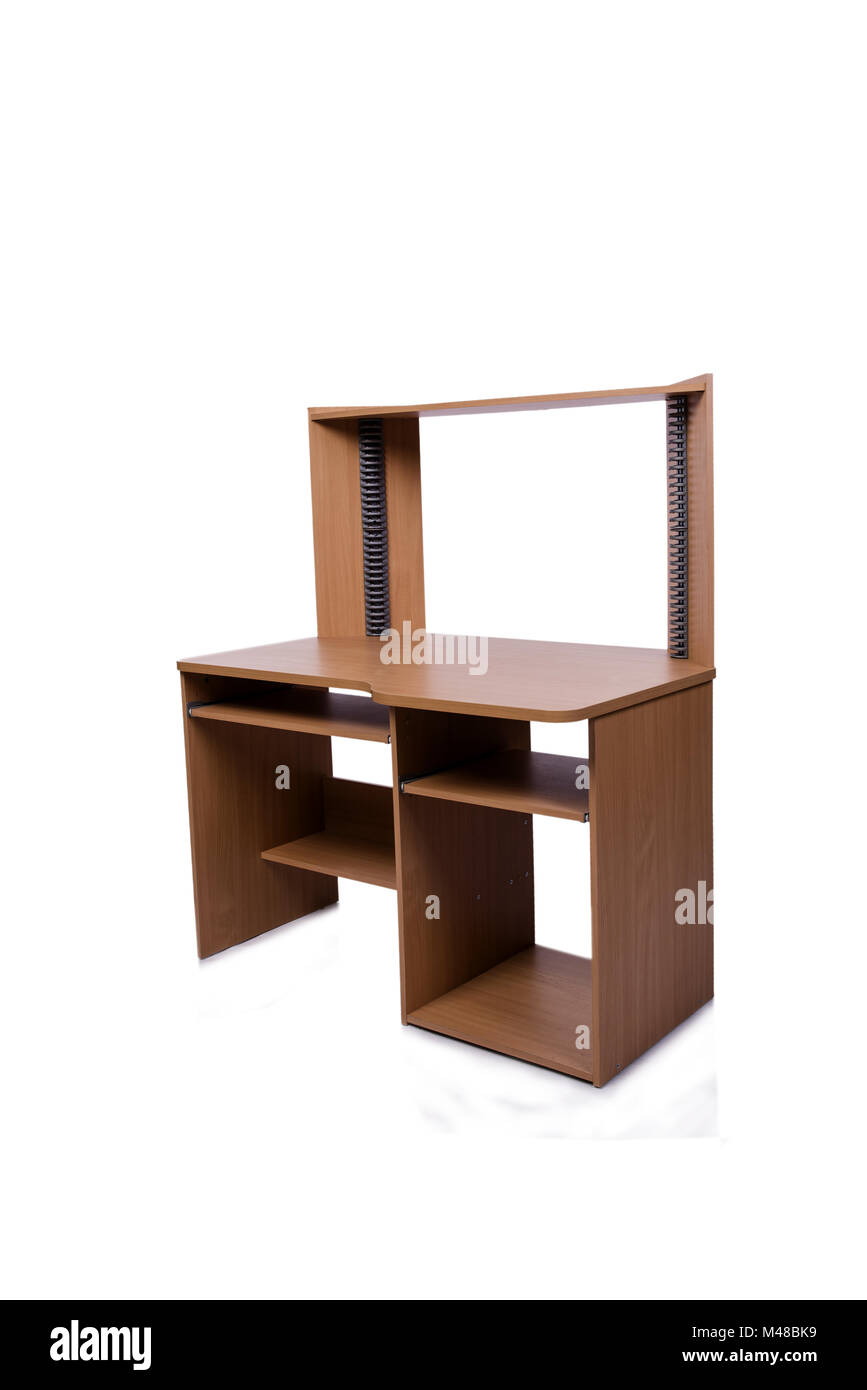 Computer home desk isolated on the white background Stock Photo - Alamy