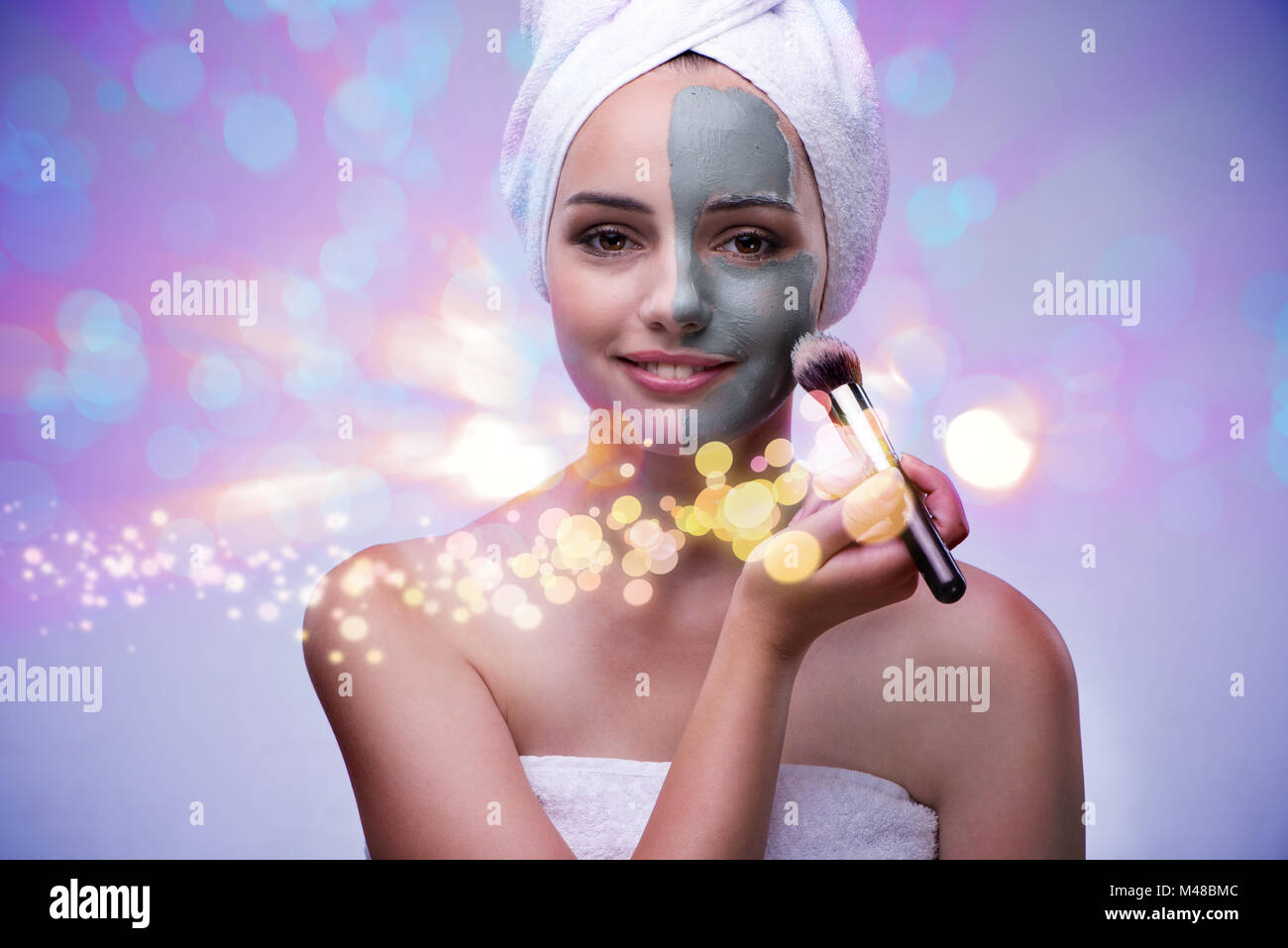 Young woman in beauty concept with abstract elements Stock Photo - Alamy