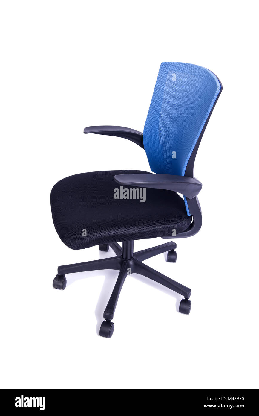Blue office chair isolated on the white background Stock Photo - Alamy
