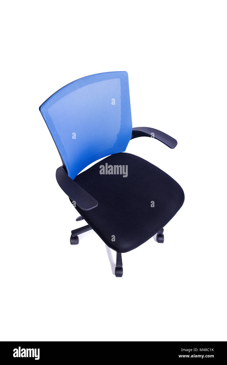 Blue office chair isolated on the white background Stock Photo - Alamy