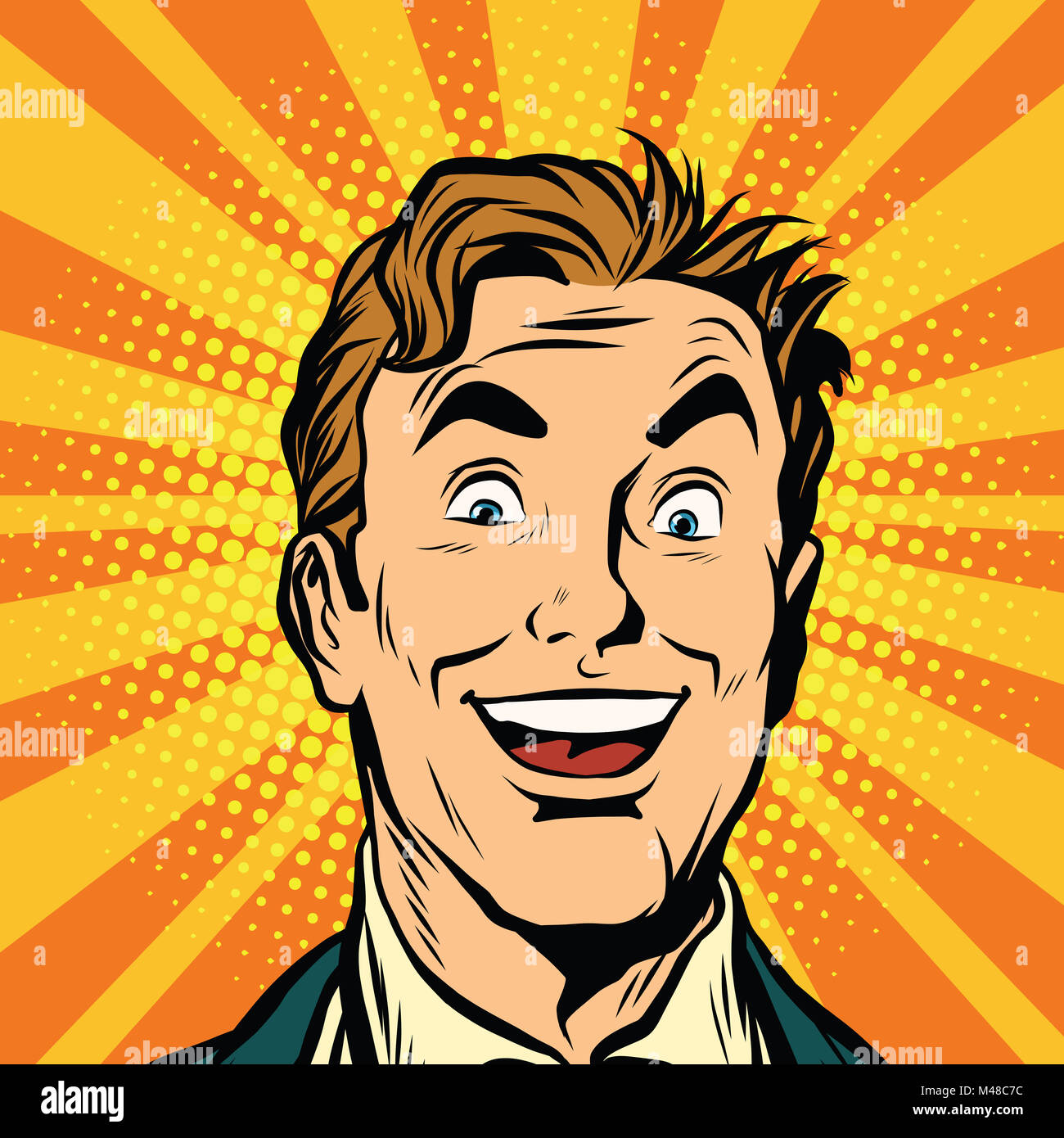 Cartoon happy male face hi-res stock photography and images - Alamy