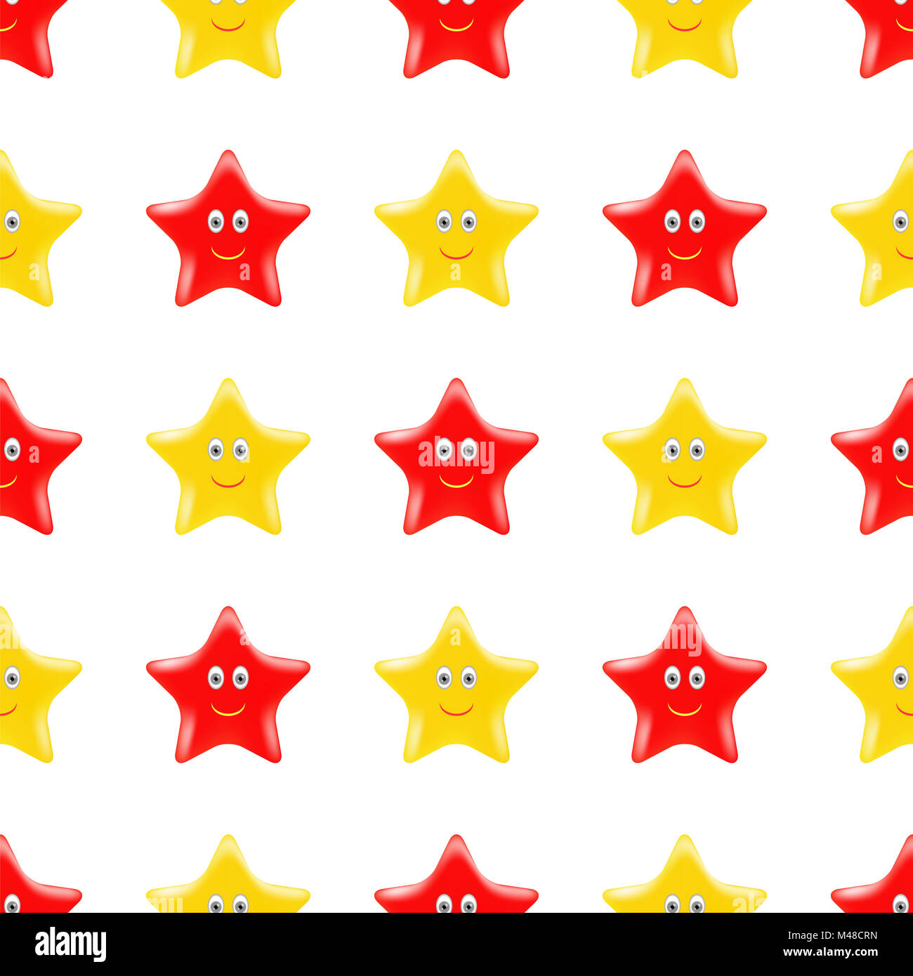 Yellow Red Smiling Star Seamless Pattern Stock Photo - Alamy