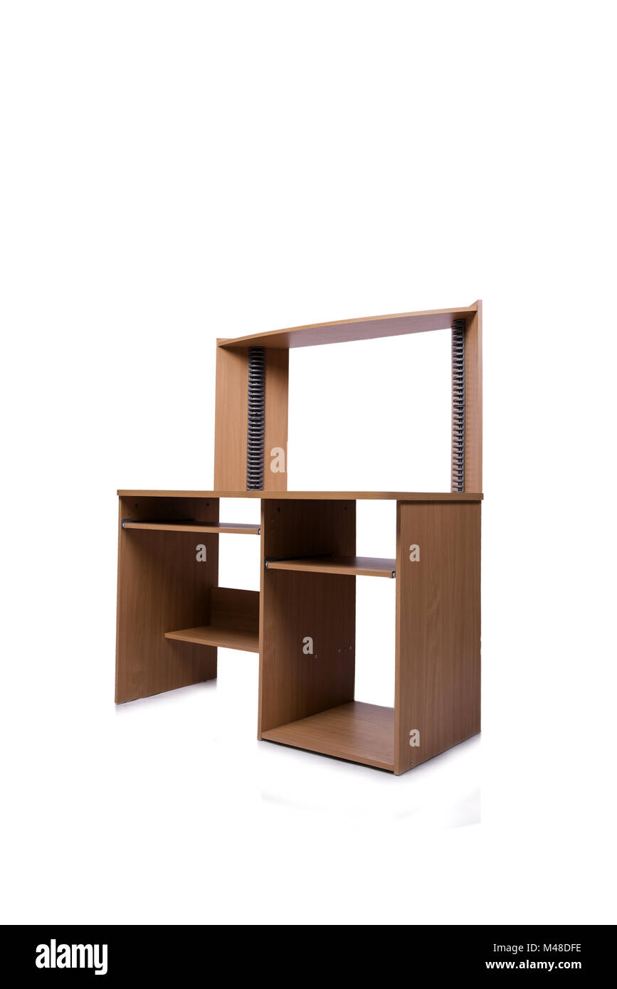 Computer home desk isolated on the white background Stock Photo - Alamy