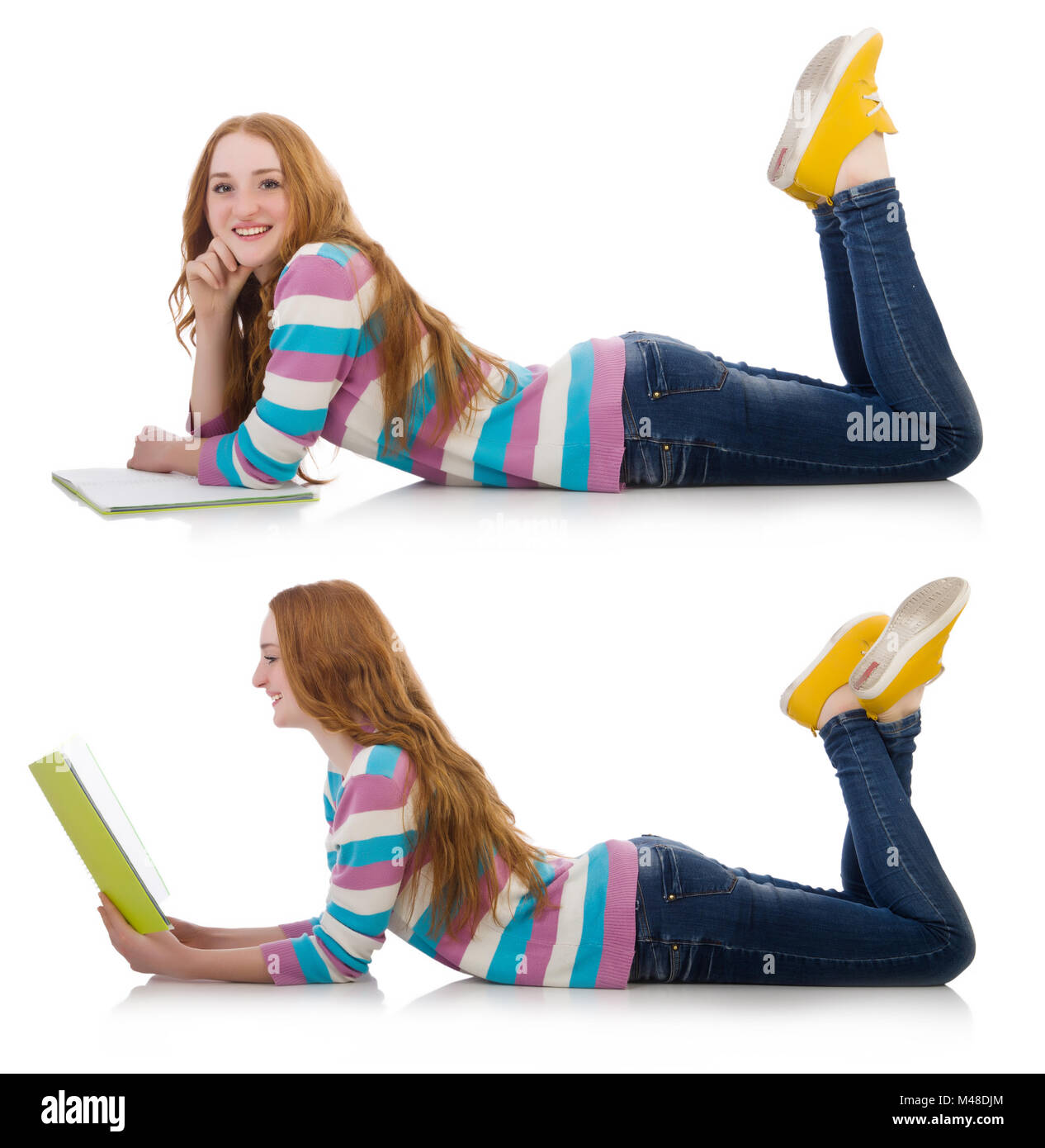 Young student with books isolated on white Stock Photo - Alamy