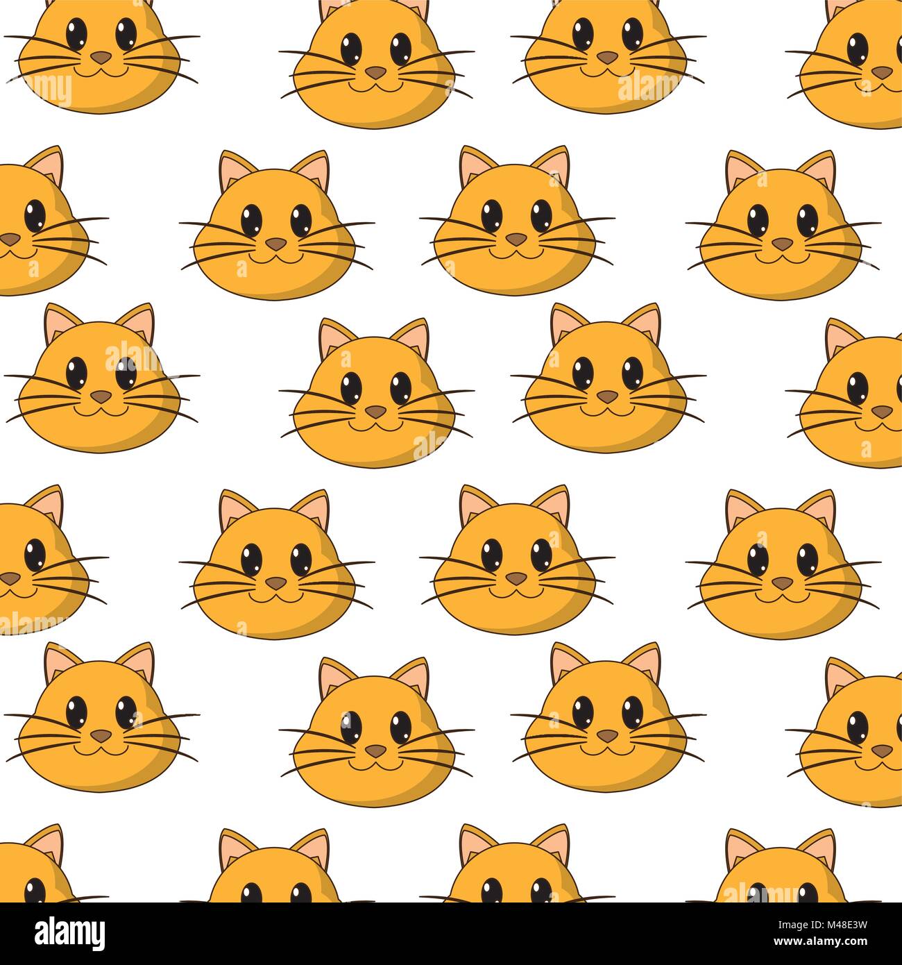 happy cat head cute animal character background Stock Vector Image ...