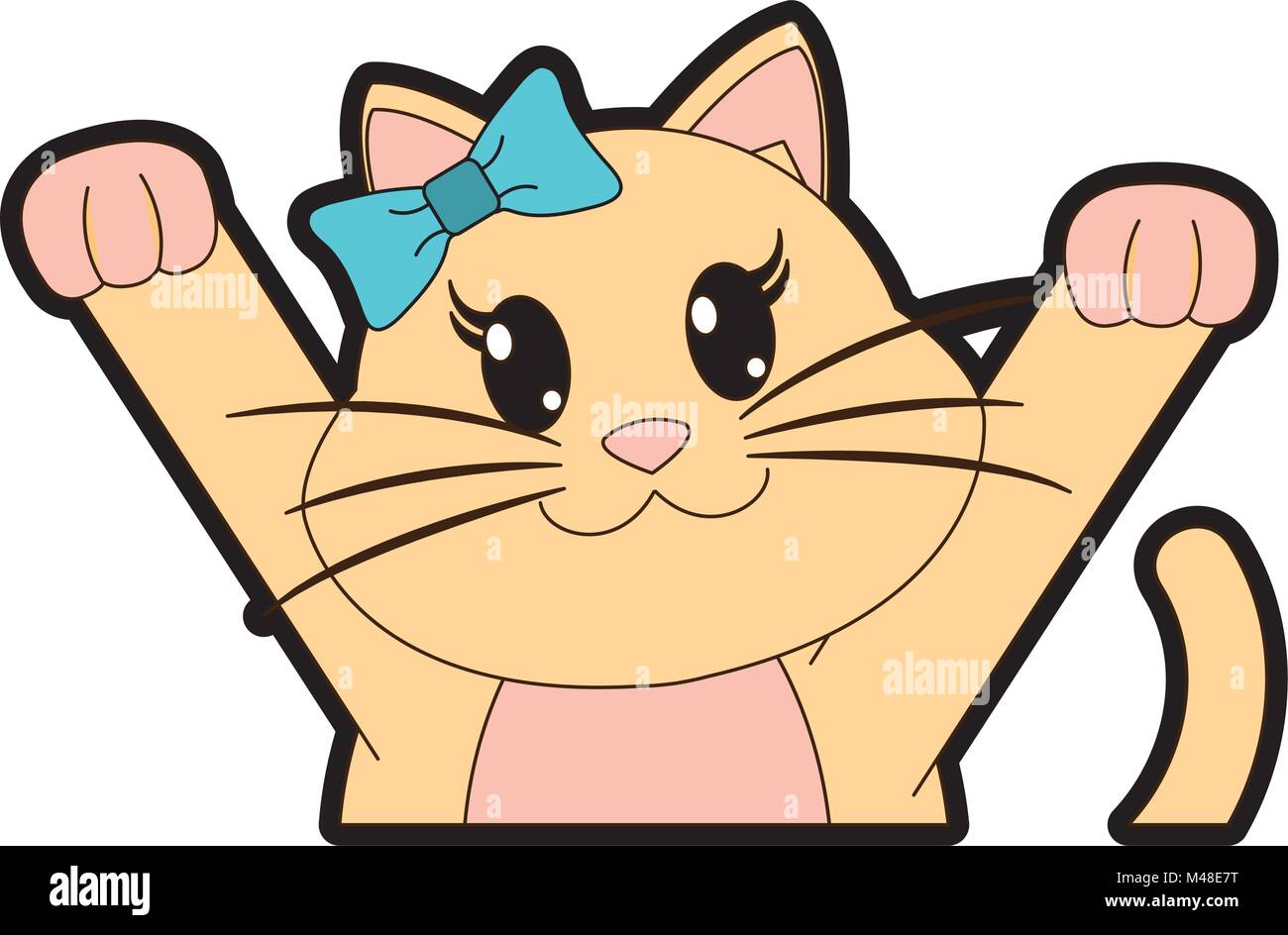 full color adorable female cat with hands up Stock Vector Image & Art ...