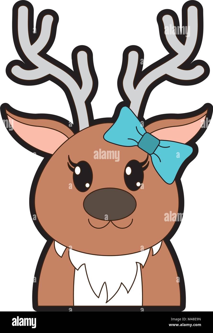full color adorable female reindeer cute animal Stock Vector Image ...