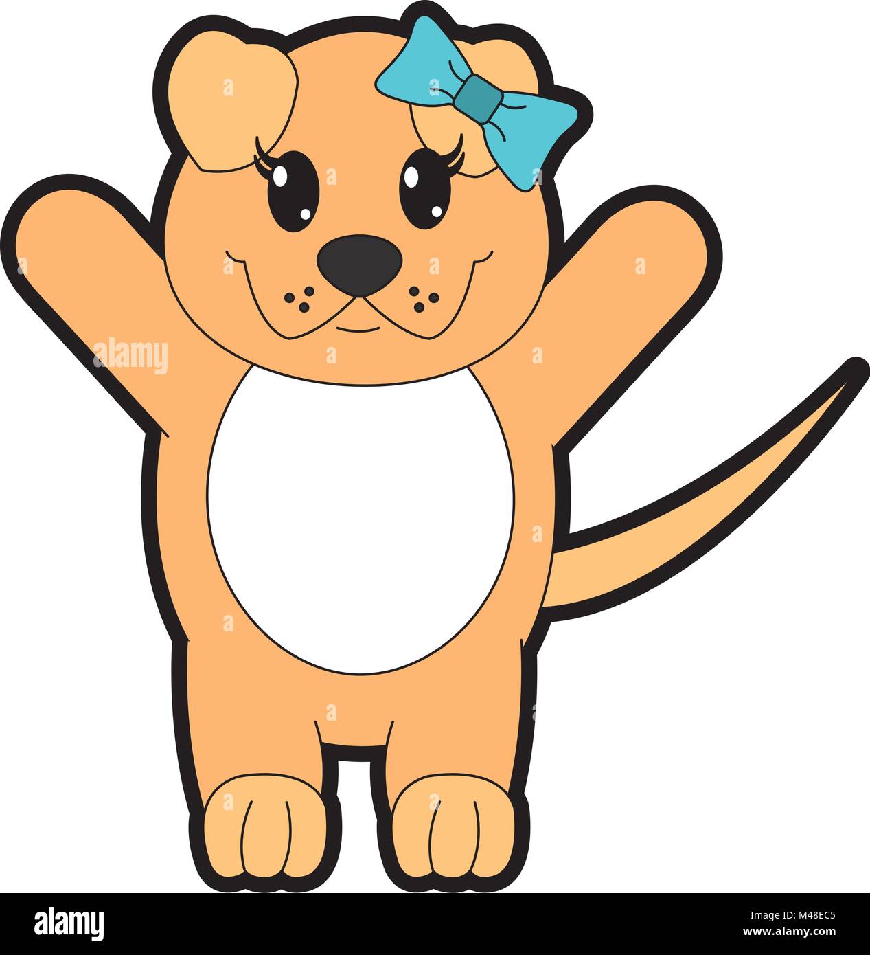 full color adorable female dog animal with hands up Stock Vector Image ...