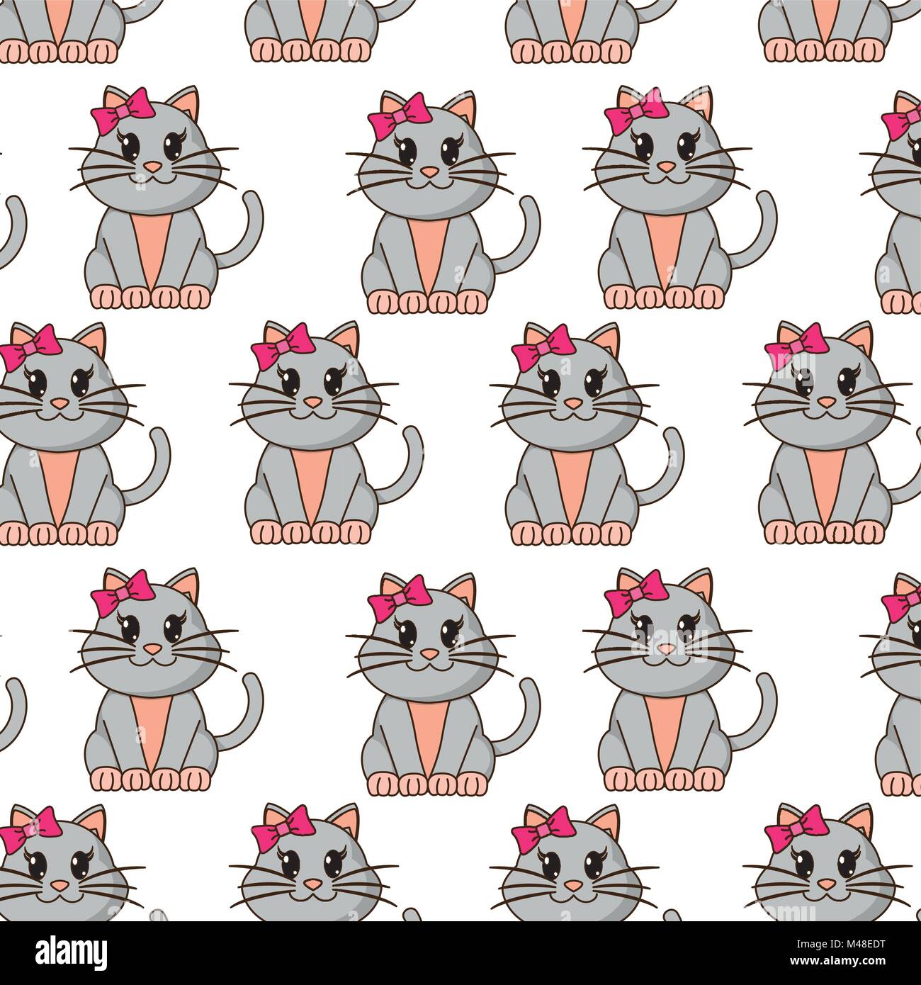 female cat cute animal with ribbon bow background Stock Vector Image ...