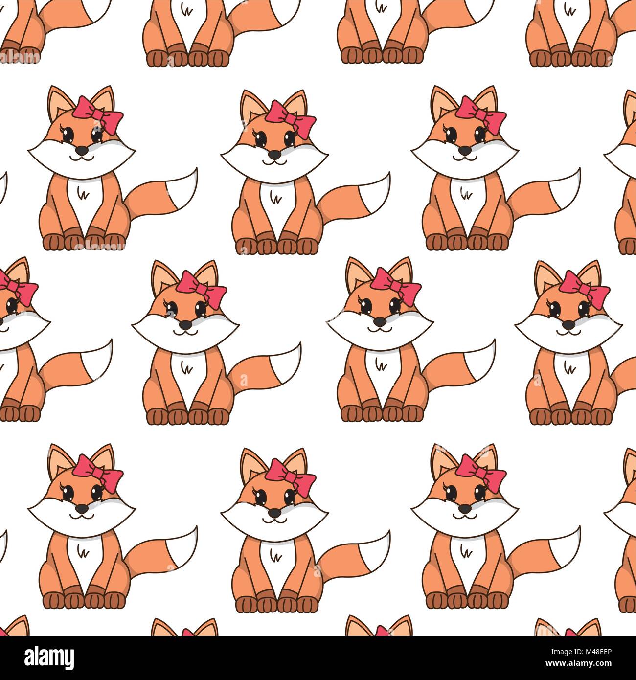 female fox cute animal with ribbon bow background Stock Vector Image ...