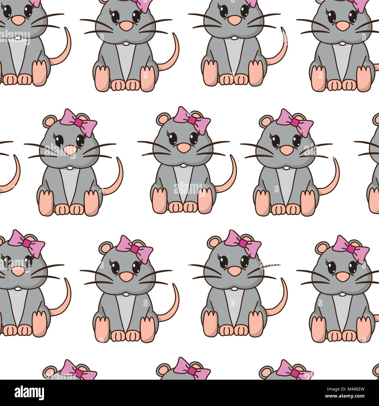 female mouse cute animal with ribbon bow background Stock Vector Image ...